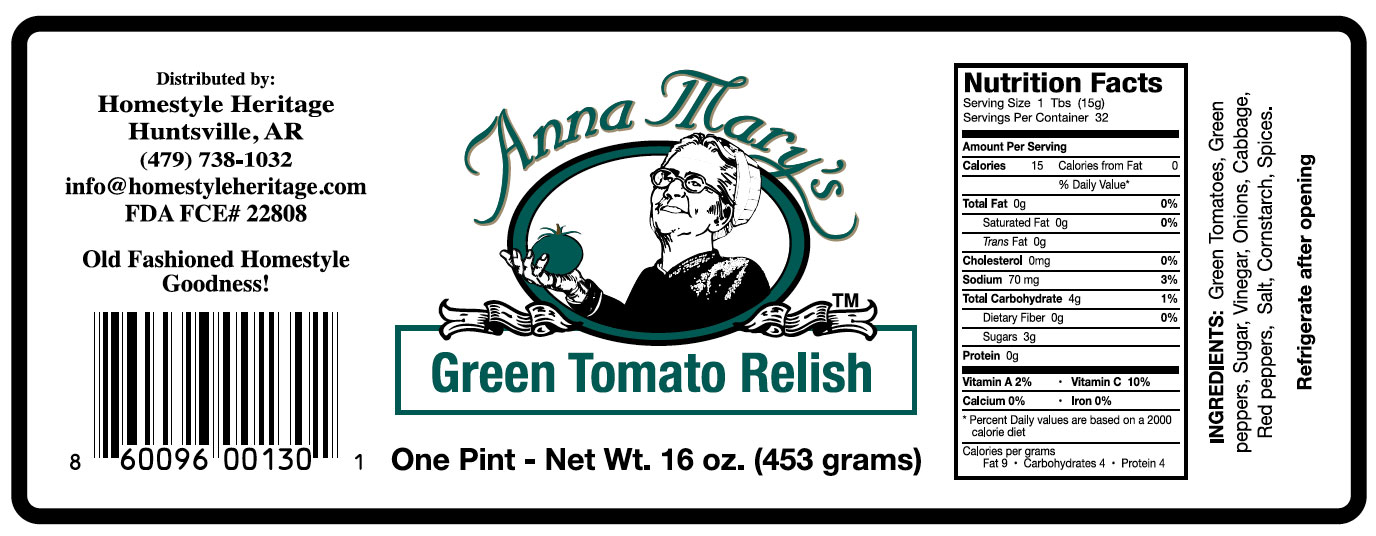Green Tomato Relish For Sale | Old Fashioned Product | Anna Mary's